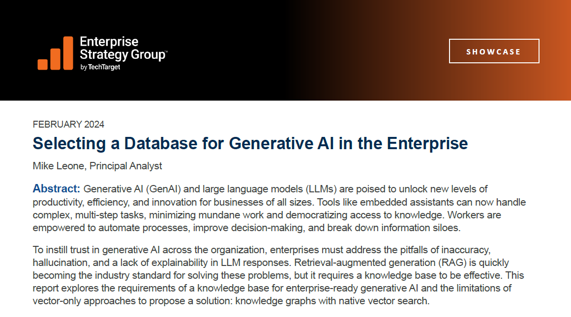 Analyst Report: Selecting a Database for Generative AI in the Enterprise