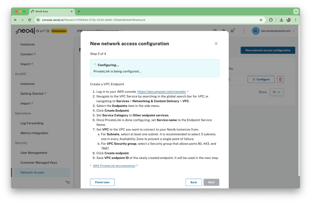 How to Configure AuraDB with AWS PrivateLink